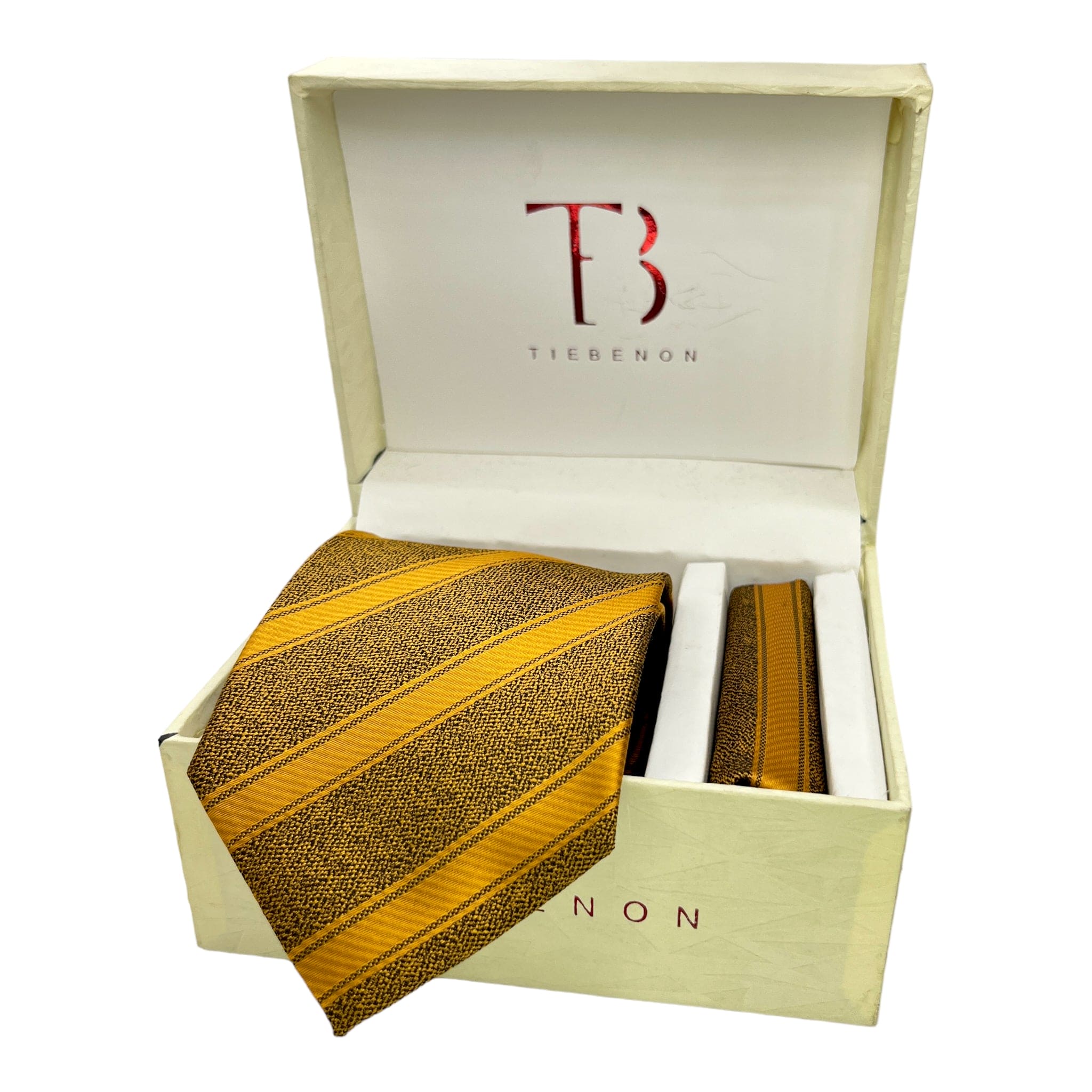 Mustard Stripe Tie And Pocket Square Combo – Tie Benon